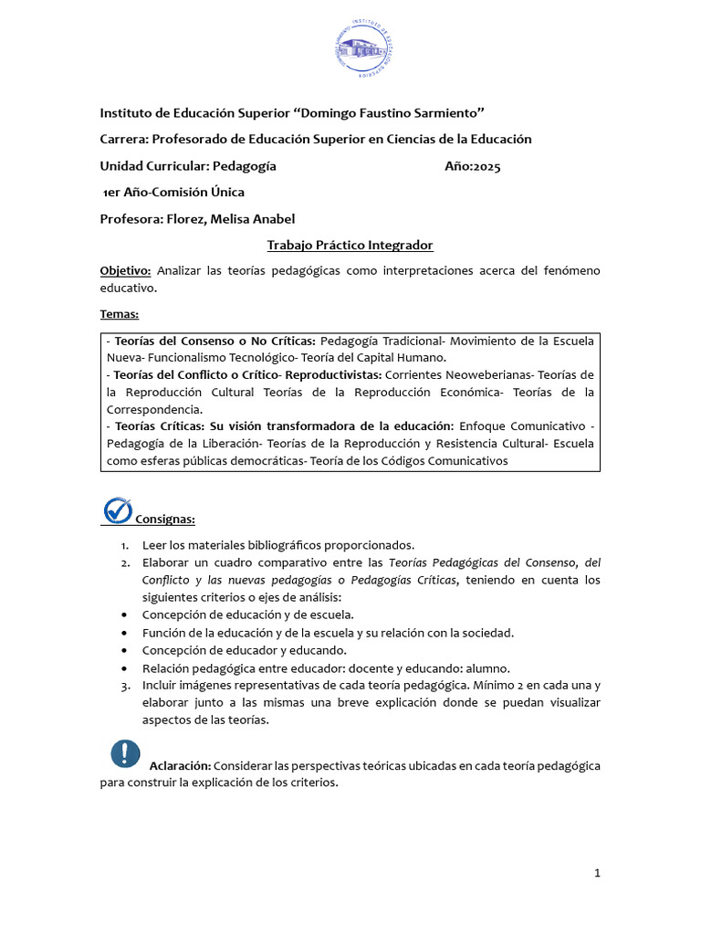 Primer Trabajo Práctico Integrador | PDF | Maestros | Pedagogía
