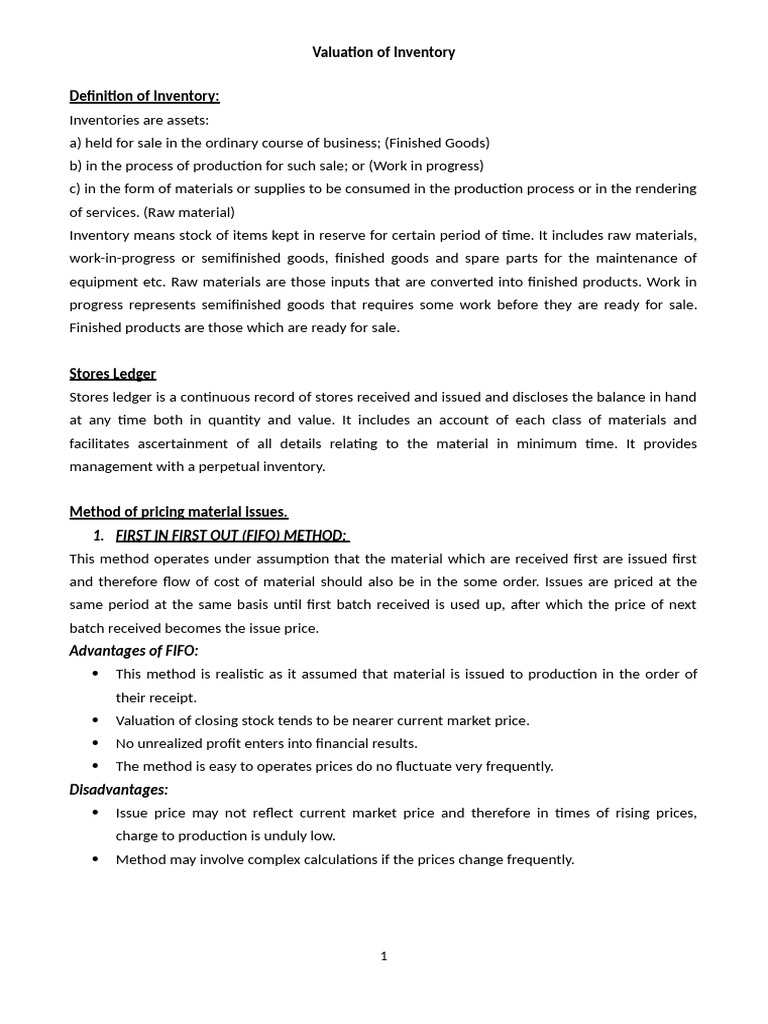 1 Inventory Valuation Theory & Qs | PDF | Inventory | Valuation (Finance)
