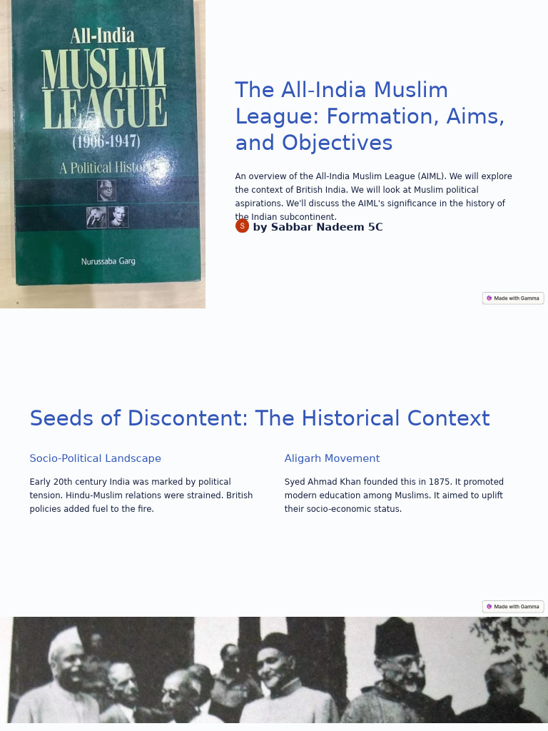 The All India Muslim League Formation Aims and Objectives | PDF | All ...
