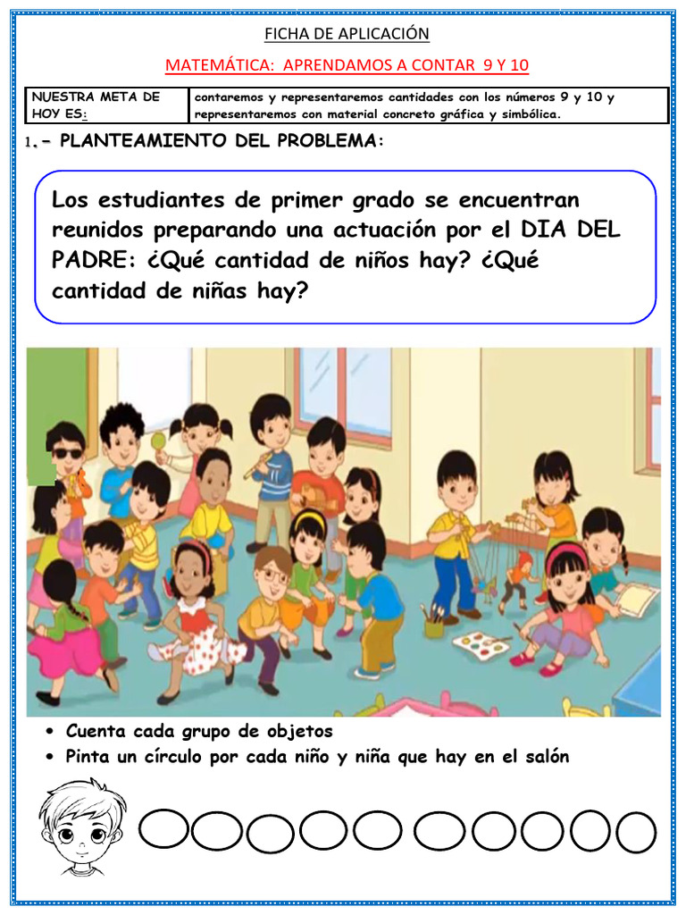 10 Ficha de Matem Aprendamos A Contar 9 y 10 | PDF