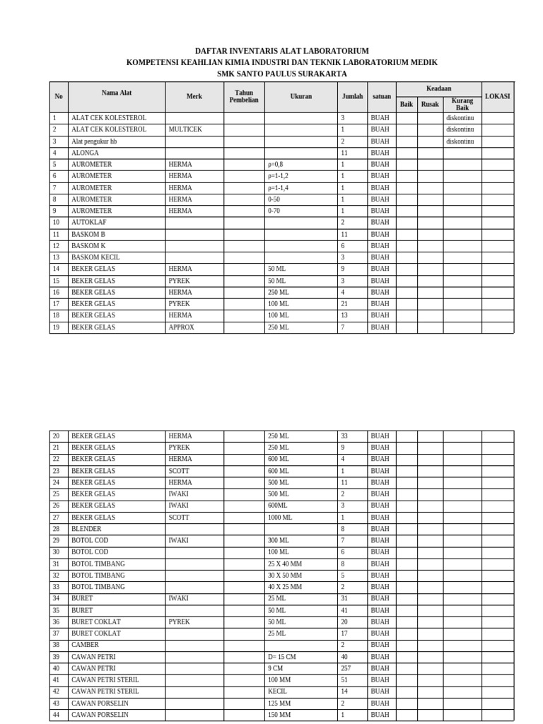 Bahan Alat Lab 24 | PDF