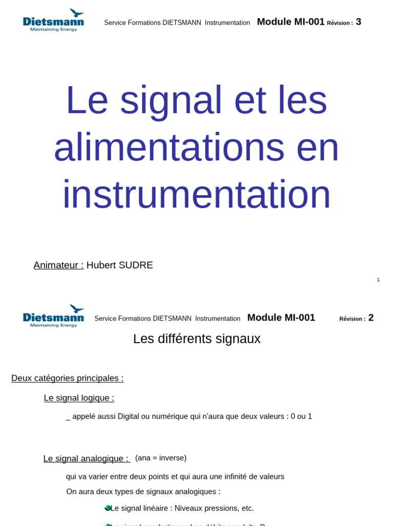 Signaux et alimentations en instrumentation | PDF | Pascal (Unité ...