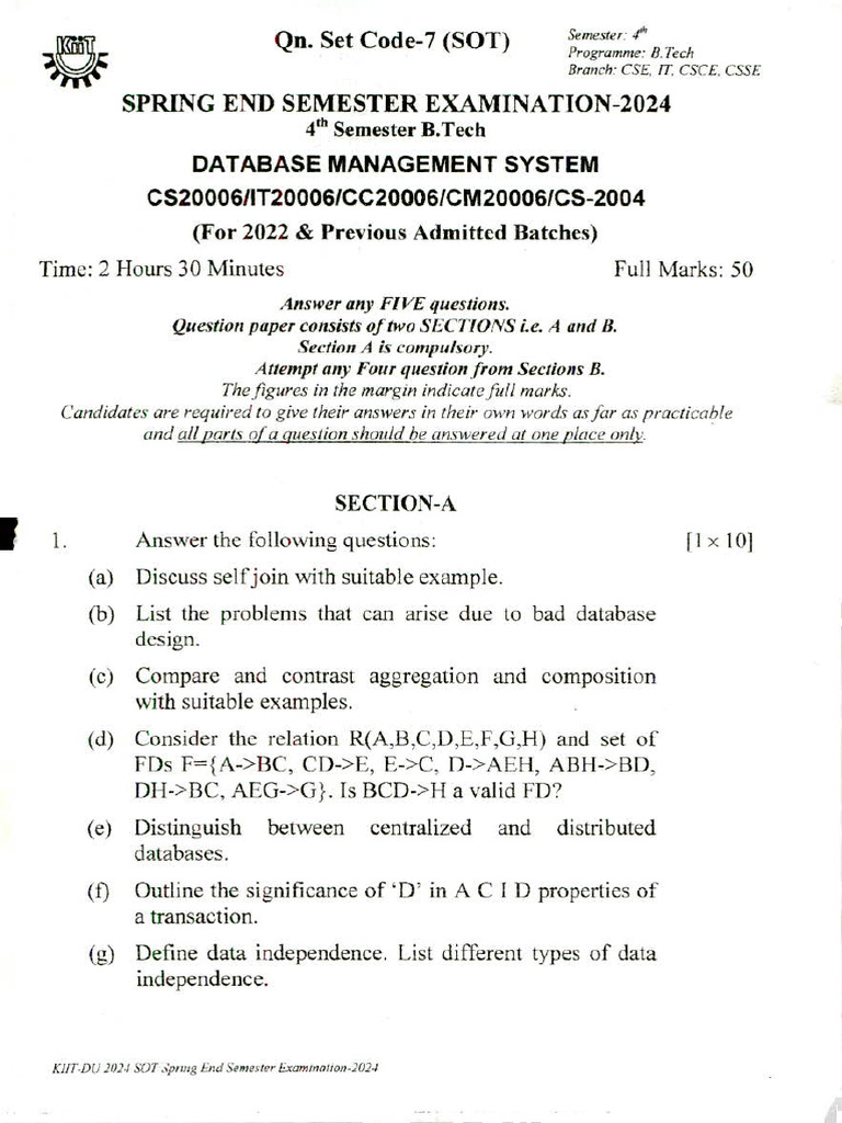 Dbms 4th Semester Kiit University | PDF