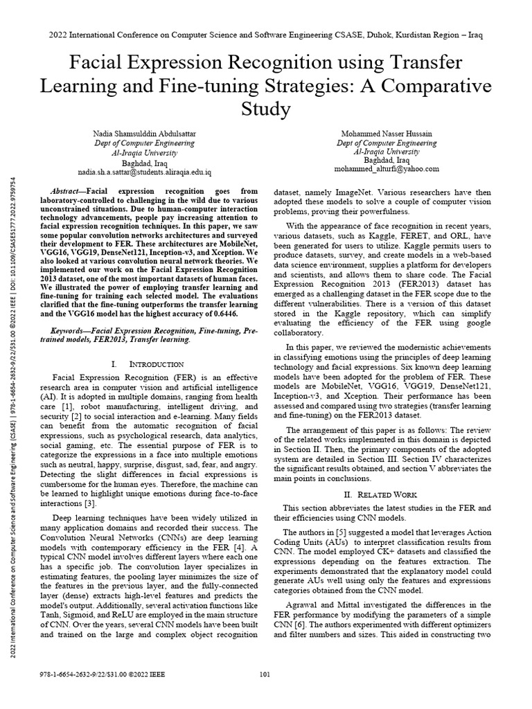 Facial Expression Recognition Using Transfer Learning and Fine-Tuning ...