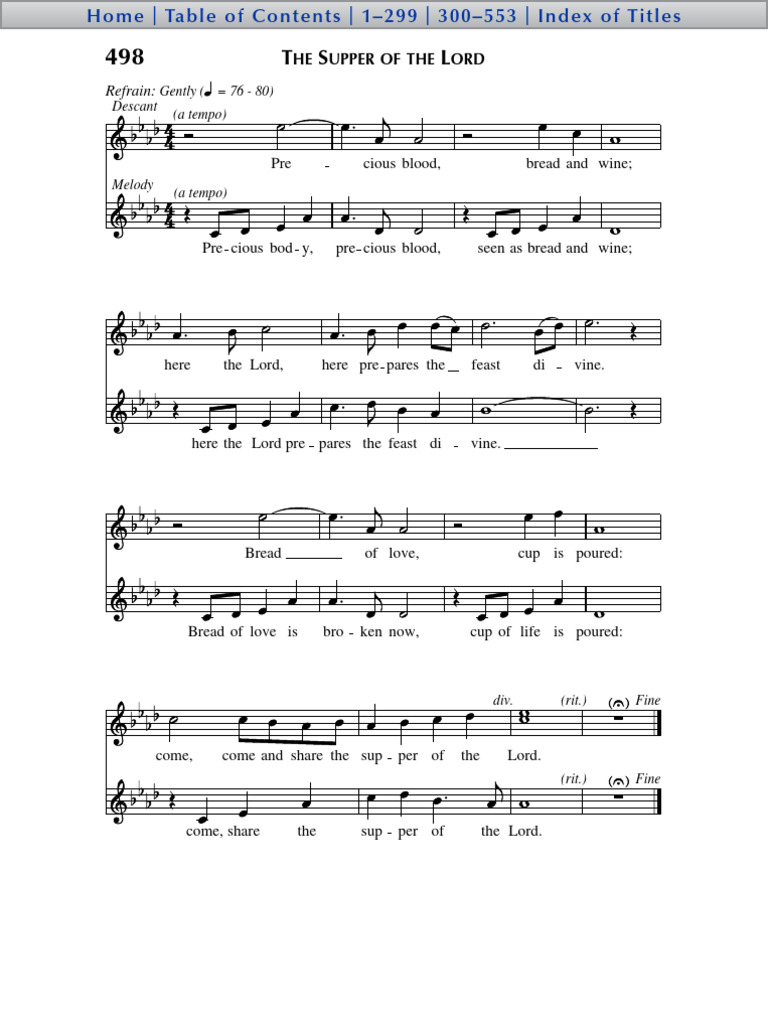The Supper of the Lord: Sheet Music | PDF | Eucharist | Choral Music