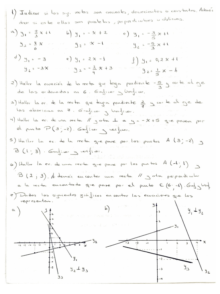 Ejercicios de Repaso. Funci-N Lineal | PDF