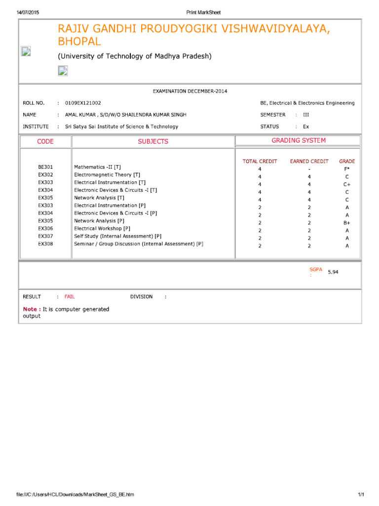 Print MarkSheet 2 | PDF