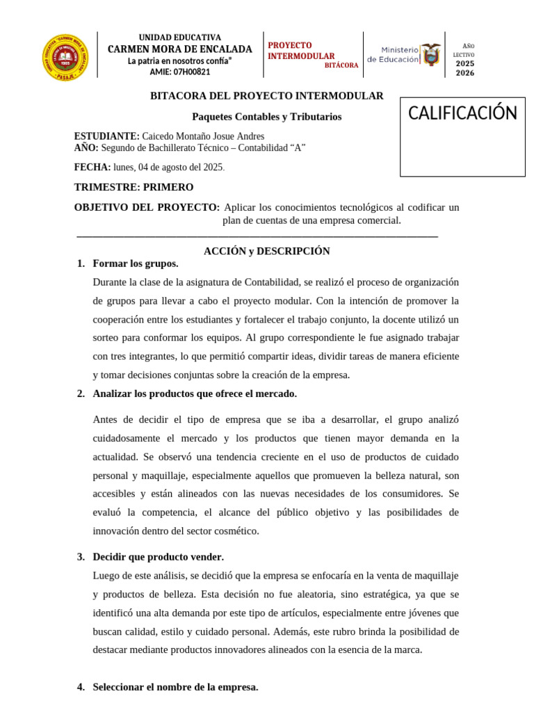 BITACORA_DEL_PROYECTO.2do.Conta-2025[1] | PDF | Contabilidad | Mercado (economía)