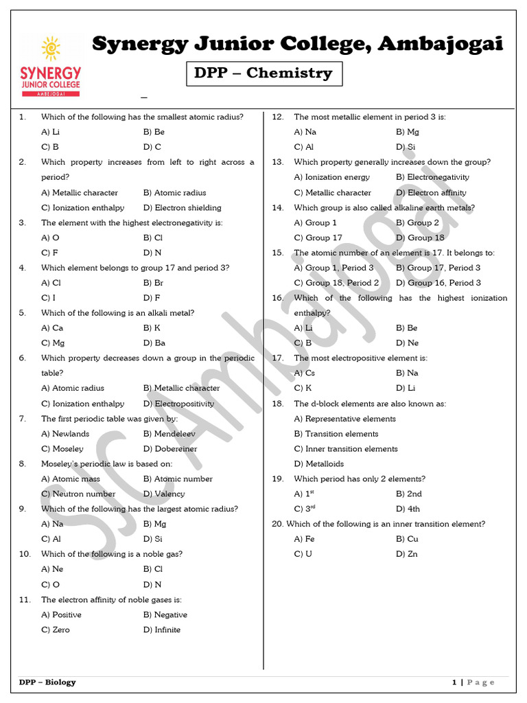 DPP Chemistry XI 08.08.2025 | PDF | Atomic | Scientific Phenomena