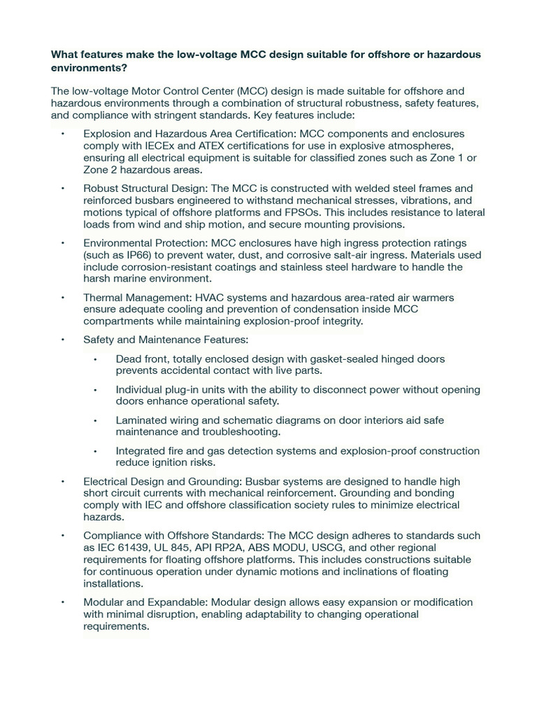 Features of Low Voltage MCC | PDF | Materials | Electricity