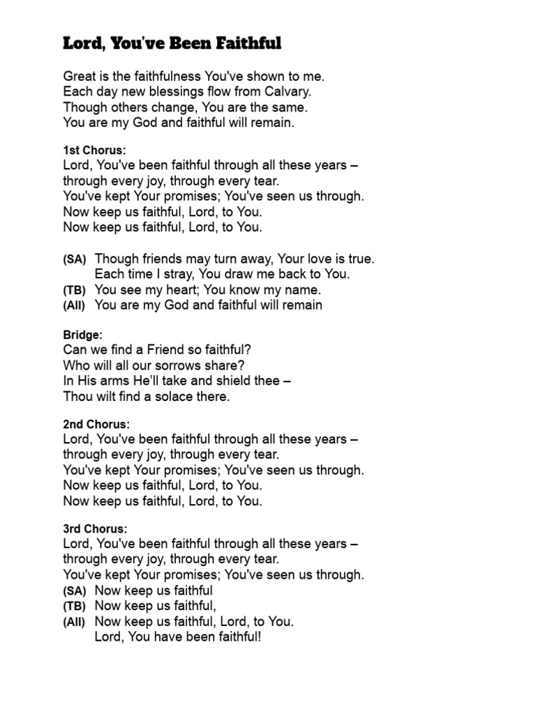 Lord Youve Been Faithful LYRICS | PDF