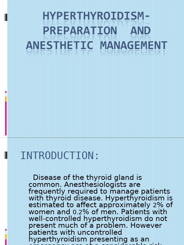 Managing Hyperthyroidism in Anesthesia | PDF | Thyroid | Hyperthyroidism