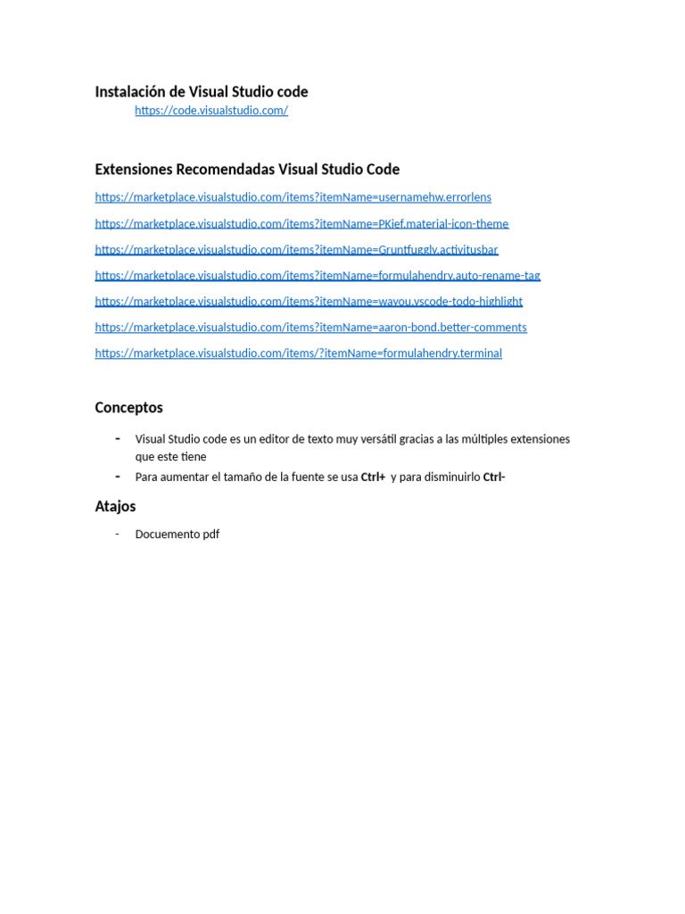 Instalacion de Visual Studio Code | PDF