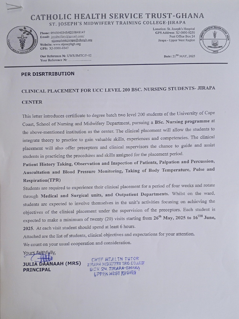 Clinical Placement Letter | PDF