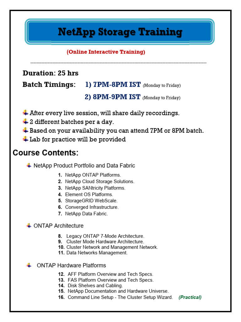 NetApp Training Syllabus-II | PDF | Computer Architecture | Computing