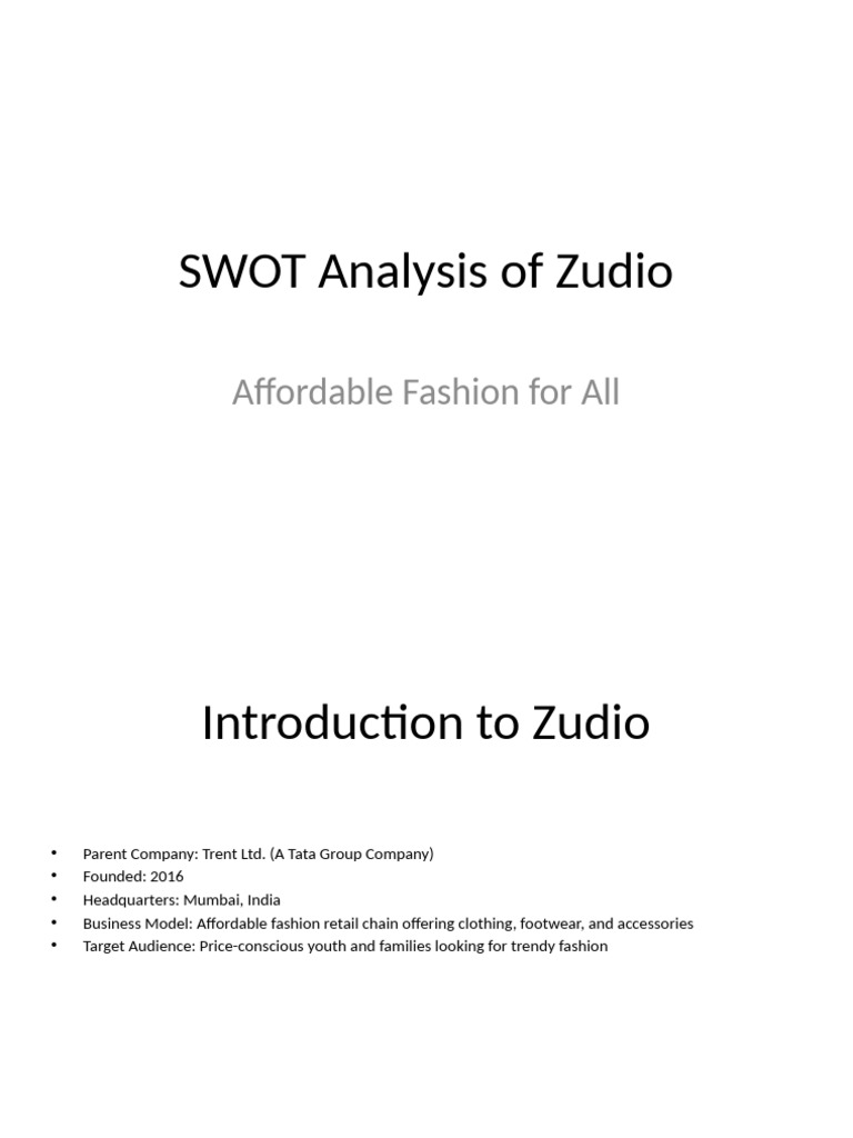 Zudio SWOT Analysis and Market Insights | PDF