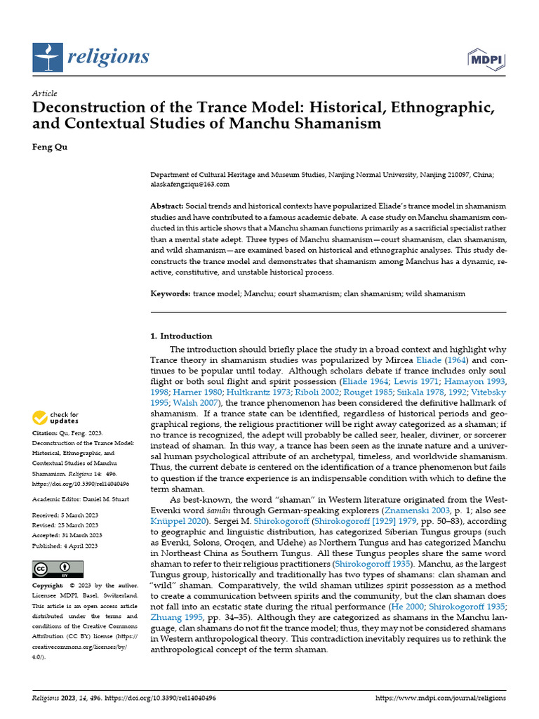 Deconstruction of The Trance Model Histo | PDF | Shamanism | Qing Dynasty