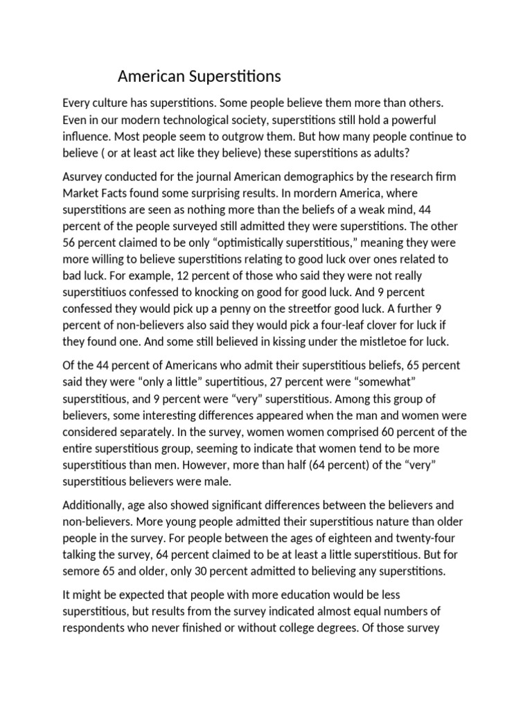 American Superstitions Ielts | PDF