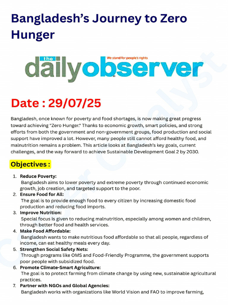 Bangladesh's Journey To Zero Hunger | PDF