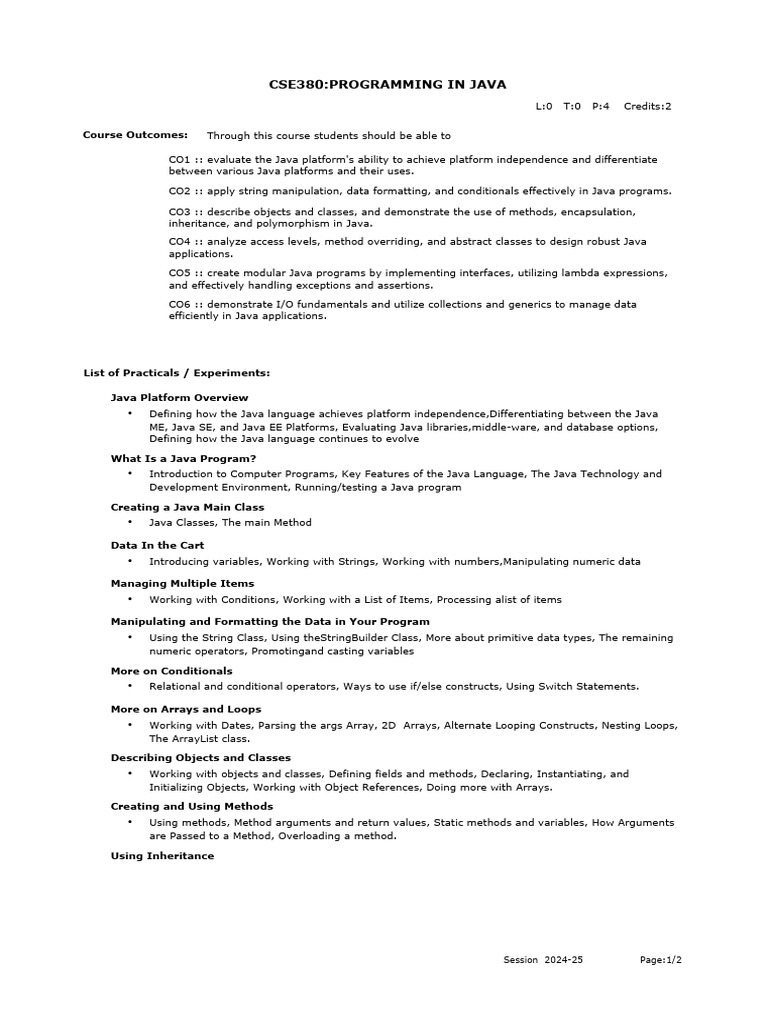 Java Programming Course Overview | PDF | Class (Computer Programming) | Method (Computer ...