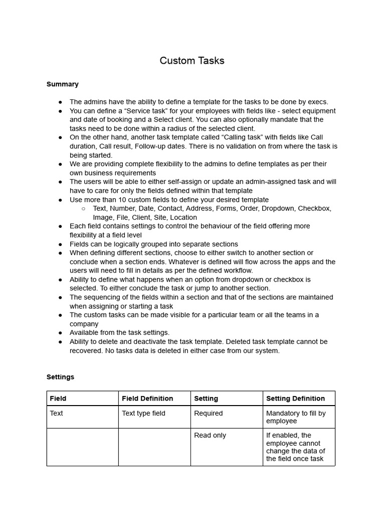 Custom Tasks Detailed Breakdown | PDF | Software | Computing