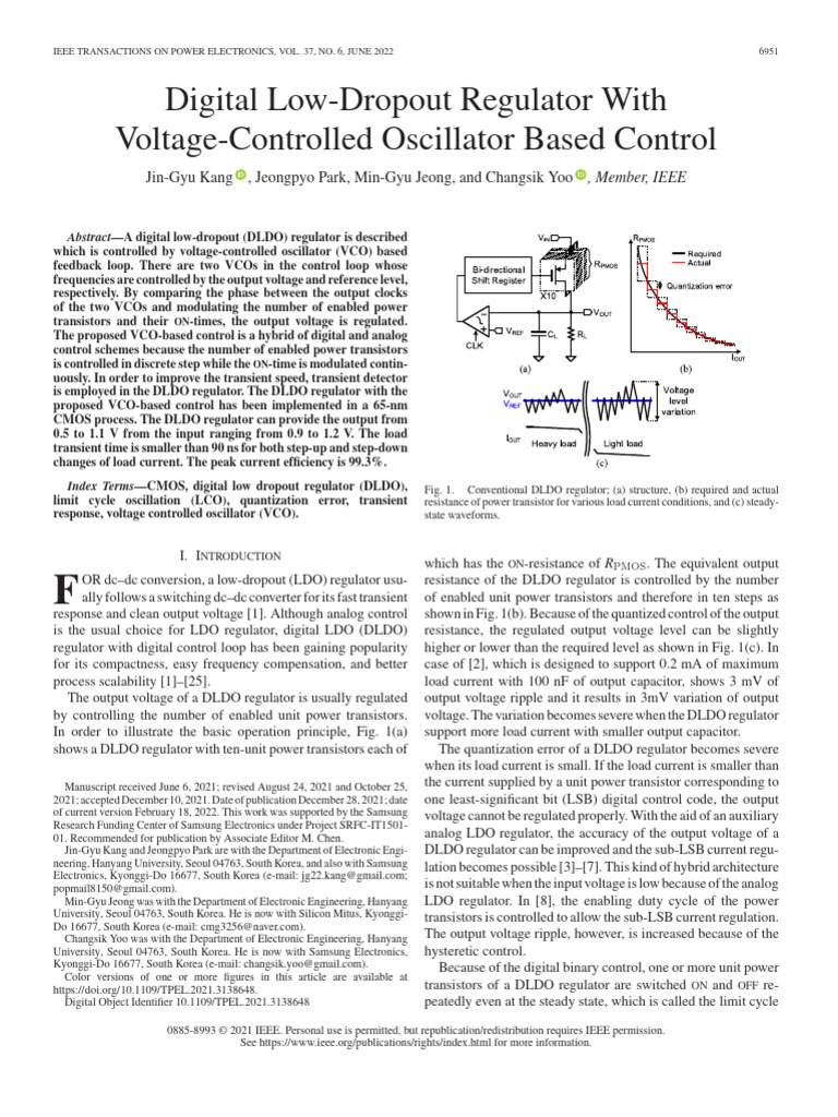 Digital Low-Dropout Regulator With Voltage-Controlled Oscillator Based ...