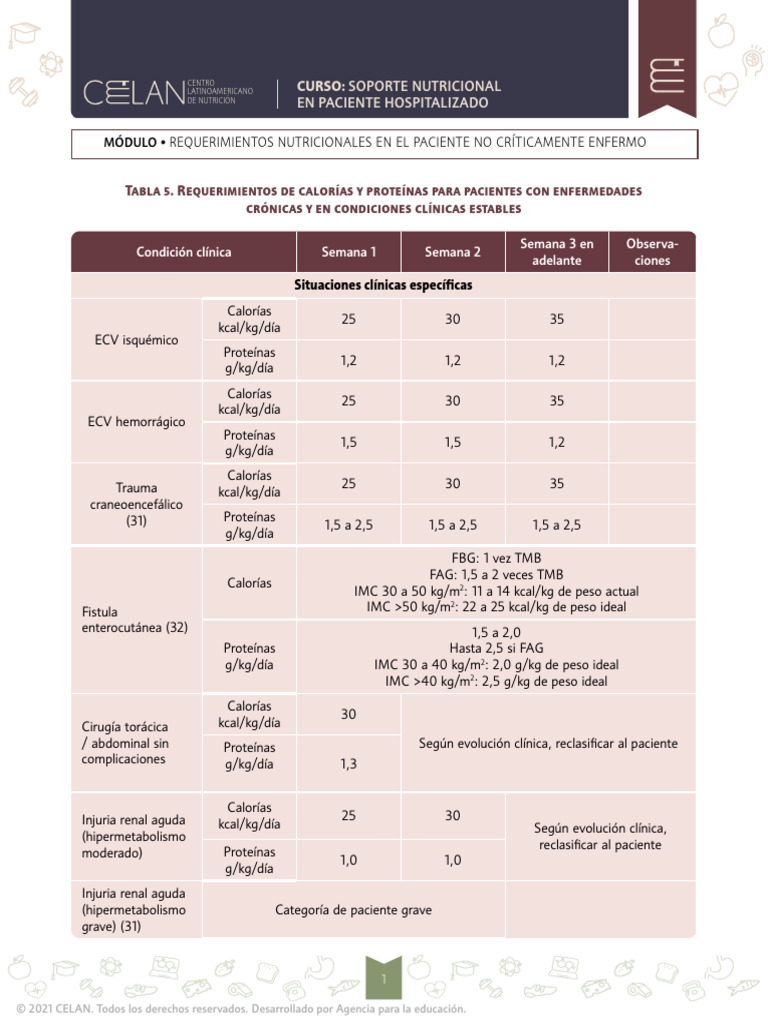 2 SNPH RNPNCE Situaciones Clinicas Especificas Tabla5 | PDF | Caloría ...