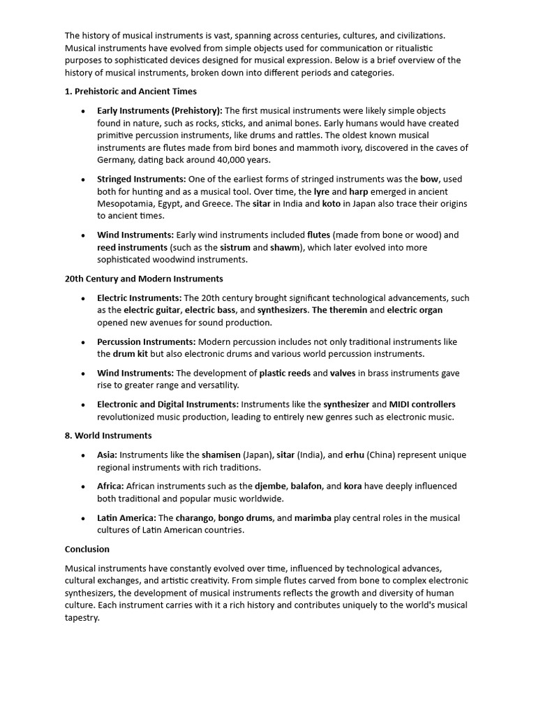 The History of Musical Instruments Is Vast | PDF | Musical Instruments ...