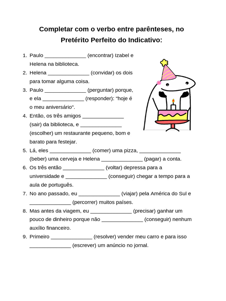 Conjugação de Verbos no Pretérito Perfeito | PDF