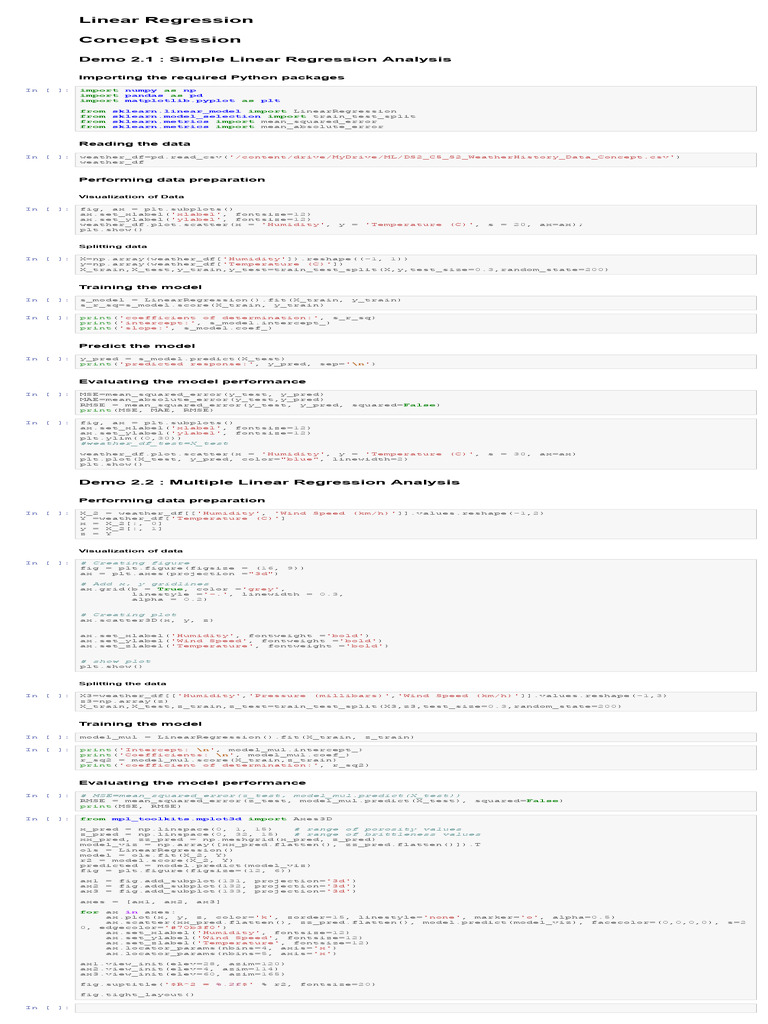 DS2 C05 S2 Linear Regression Concept Codebook | PDF | Mean Squared ...