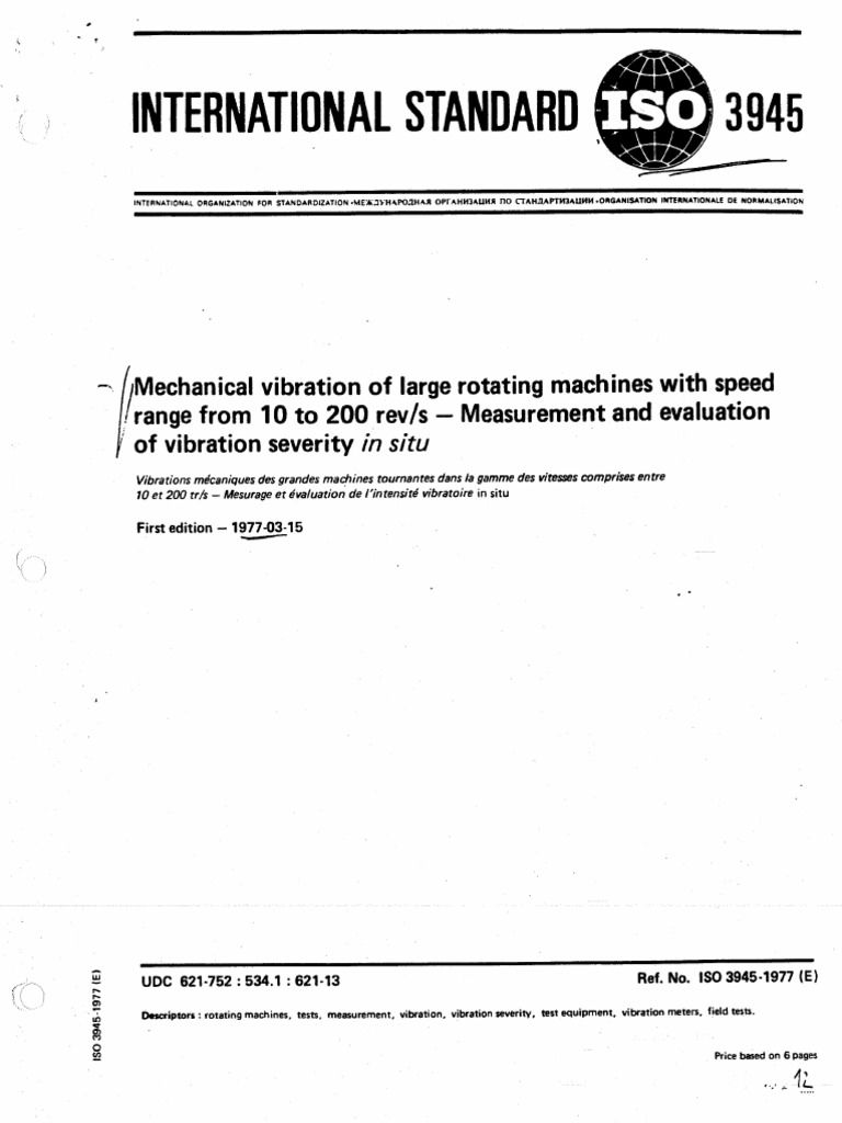 ISO 3945 Mechanical Vibration of Large Rotating Machines With Speed ...
