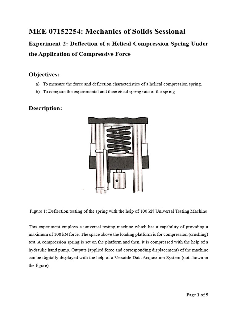 Spring Deflection Measurement Experiment | PDF | Force | Mechanical ...