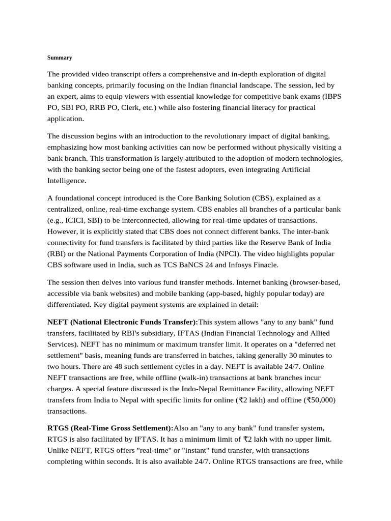 Bank Exams 2024-25 - Digital Banking - UPI, IMPS, NFS, NUUP & Other ...