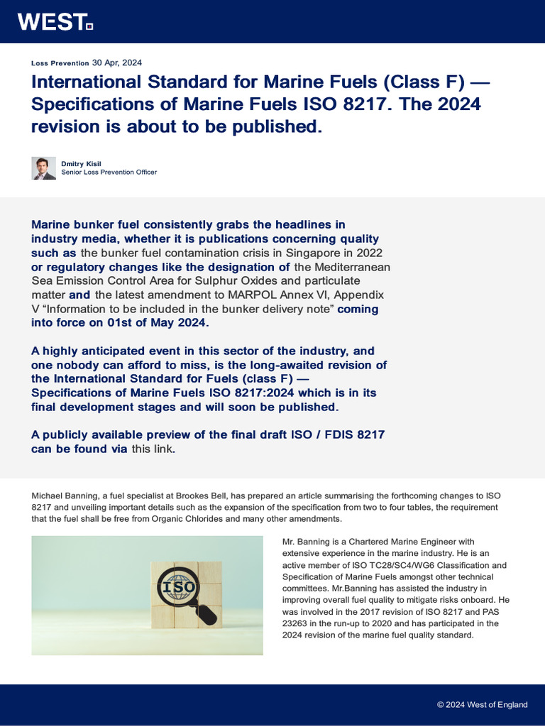 ISO 8217:2024 Marine Fuel Standards Update | PDF | Fuel Oil | Diesel Fuel