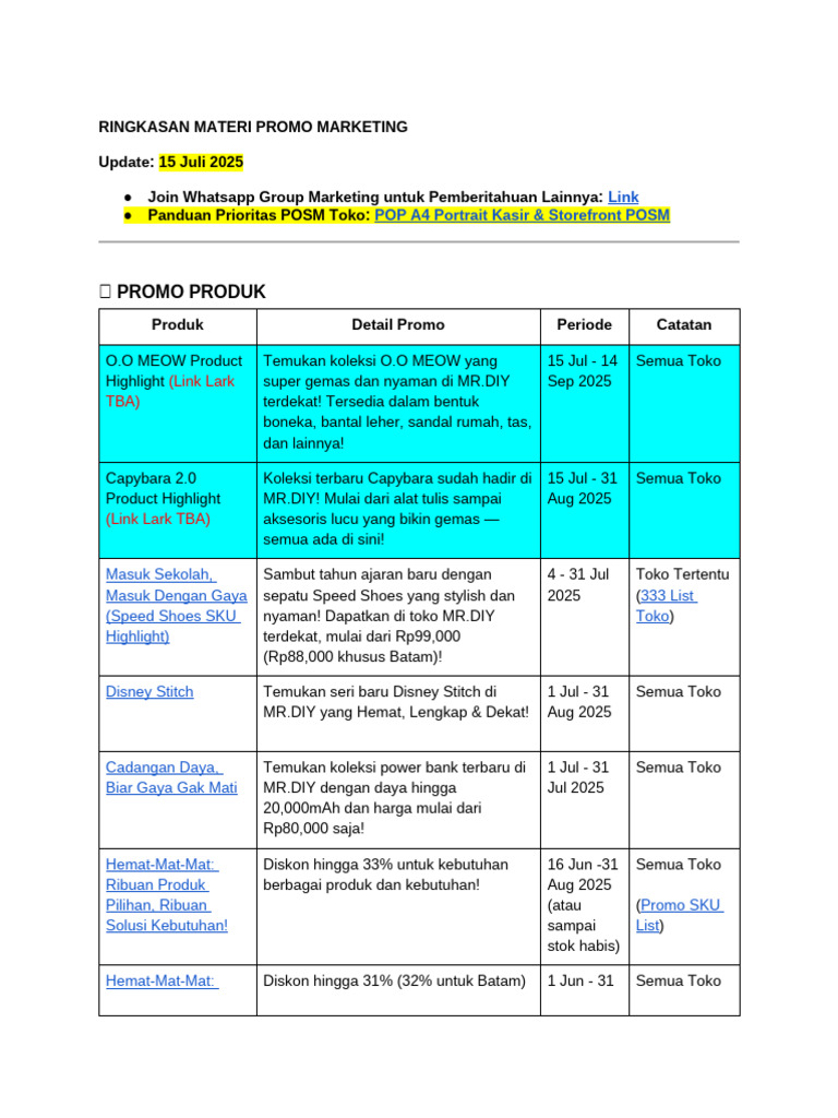 Promo Marketing MR.DIY Juli 2025 | PDF
