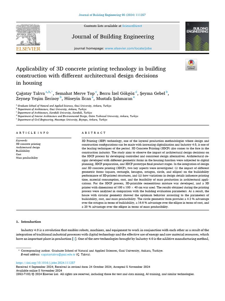 A1 Applicability Of 3d Concrete Printing Technology In Building Pdf