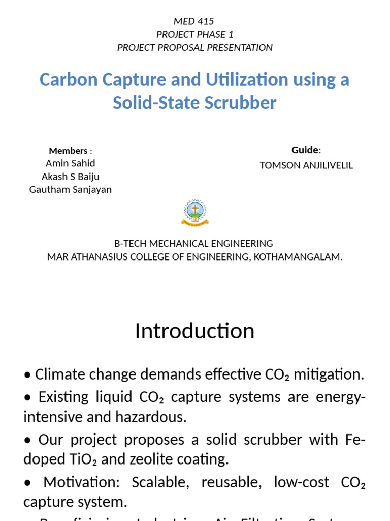 Carbon Capture Project Presentation | PDF | Carbon Dioxide | Titanium ...