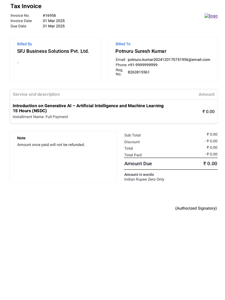 SFJ Business Solutions Invoice #16956 | PDF