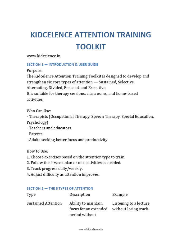 Attention Training Toolkit for All Ages | PDF | Attention | Psychotherapy
