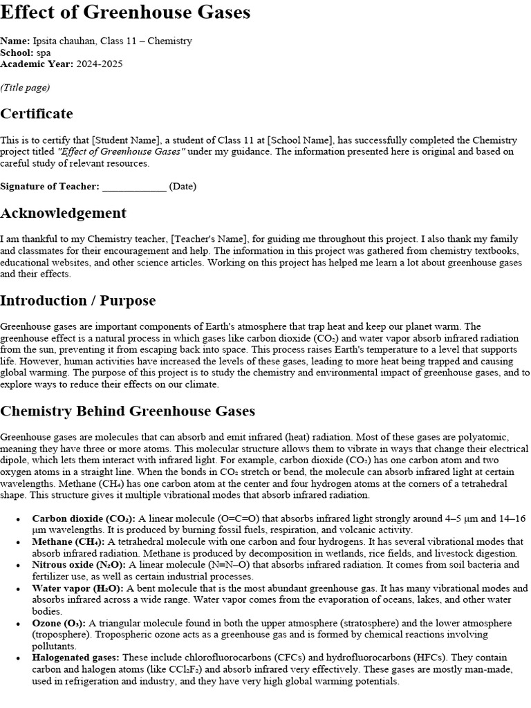 Effect of Greenhouse Gases | PDF | Greenhouse Gas | Climate Change
