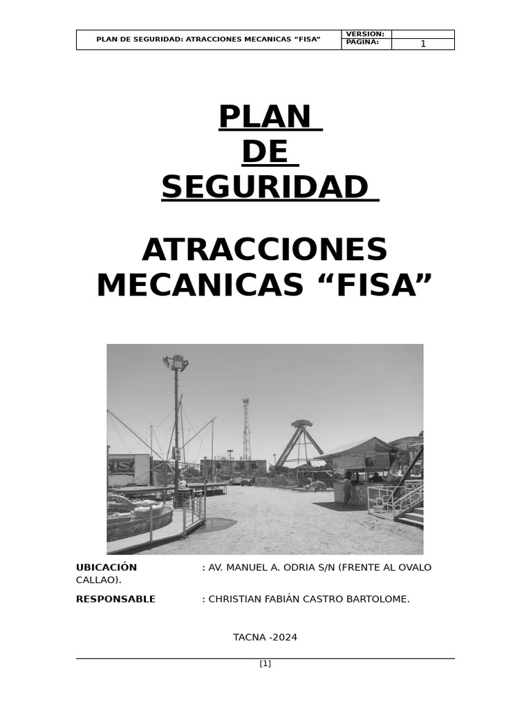 Plan de Seguridad FISA: Atracciones Mecánicas | PDF | Defensa Civil