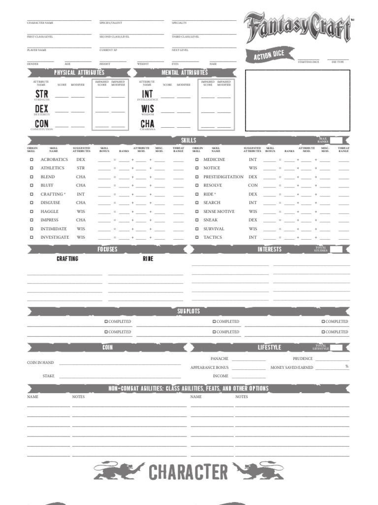 Fantasy Character Sheet Template | PDF | Leisure | Nature