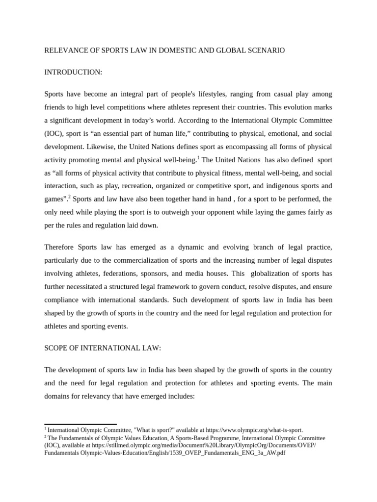 Importance of Sports Law Today | PDF | Sports | Tort