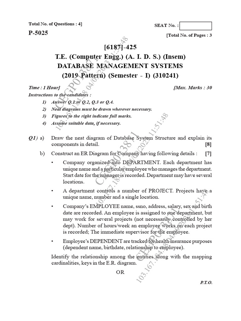 TE AIDS - Database Management System | PDF | Information Technology Management | Data Management ...