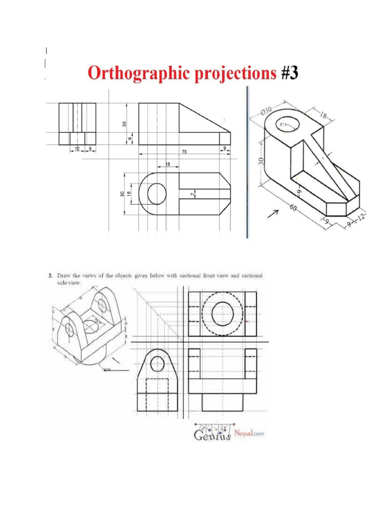 Examples - Orthograpgic Projection | PDF
