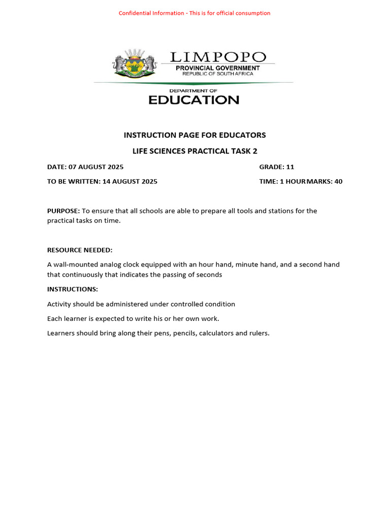LFSC GR11 Practical 2 Instruction Page 2025 | PDF