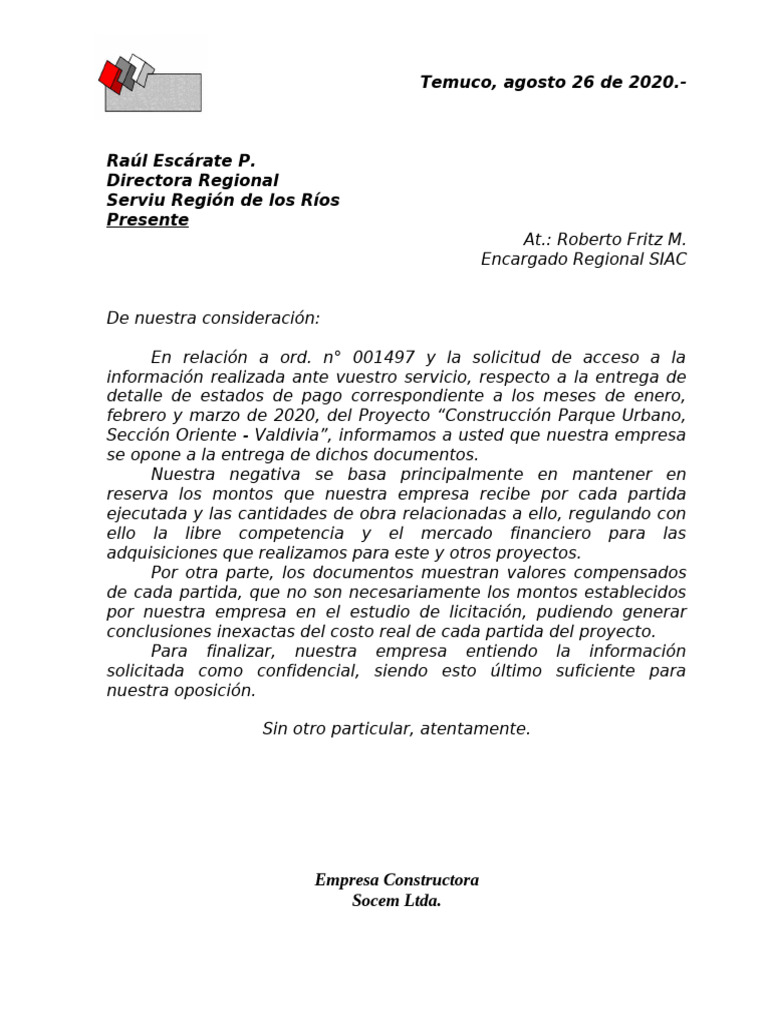 Respuesta Solicitud EP Parque Urbano | PDF