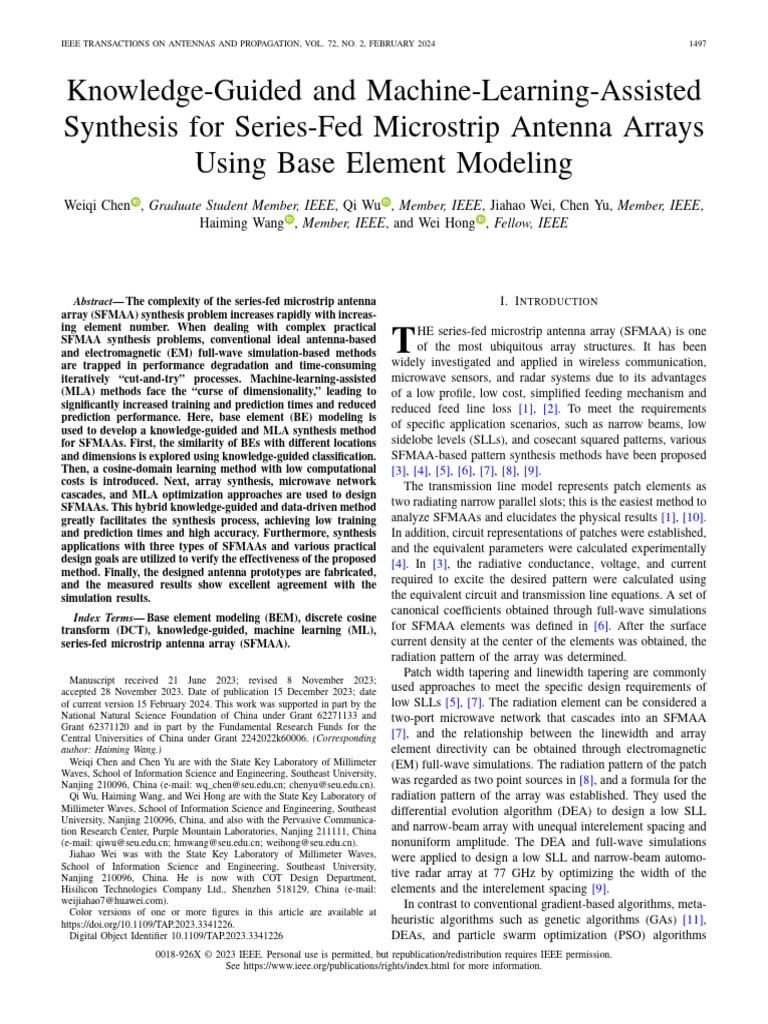 Knowledge-Guided and Machine-Learning-Assisted Synthesis for Series-Fed Microstrip Antenna ...