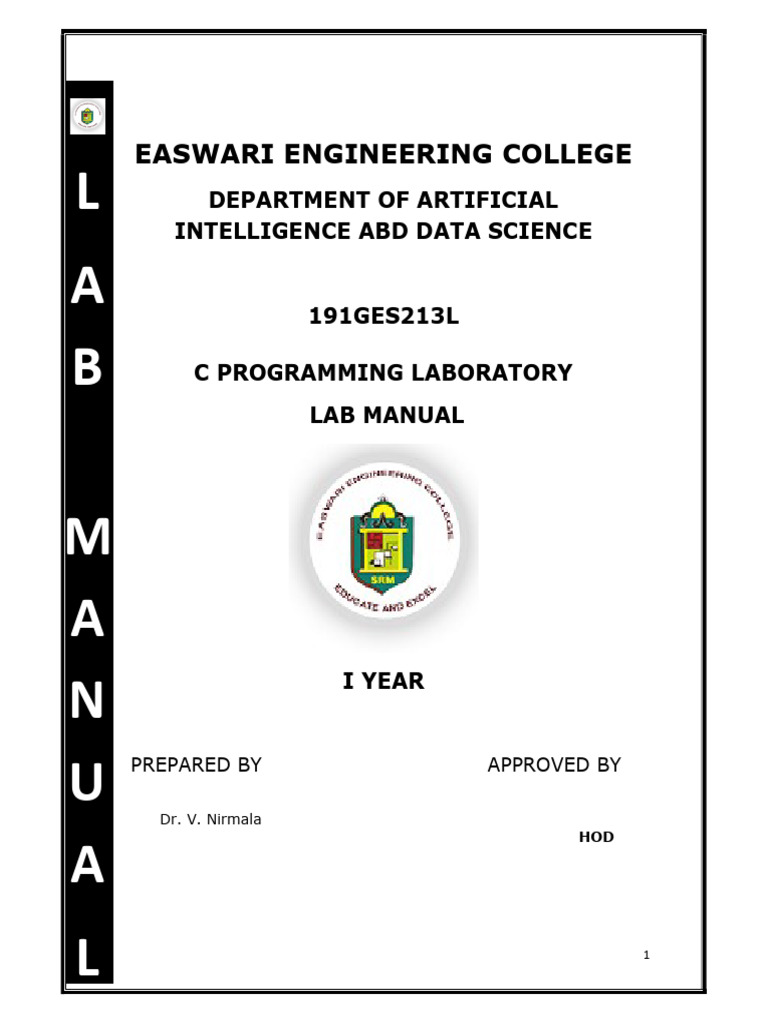 C Programming Laboratory Manual | PDF | Pointer (Computer Programming ...
