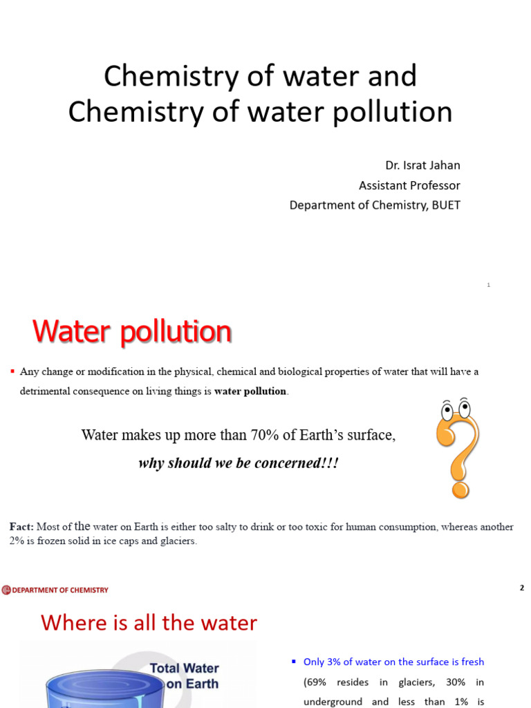 Chemistry of Water Pollution_Dr. Israt | PDF | Water | Water Pollution
